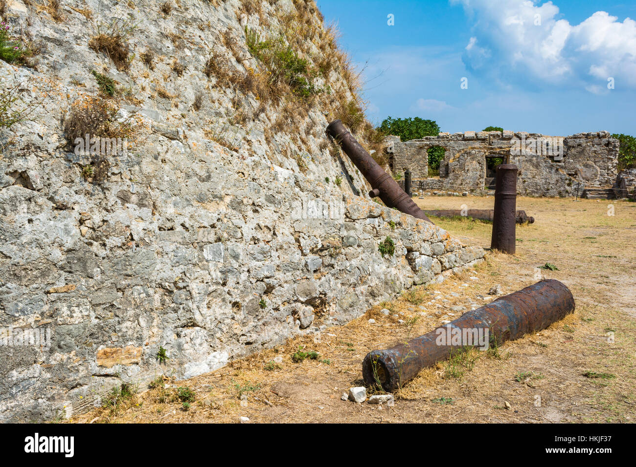 Cannons in the Venetian Castle of Agia Mavra at the Greek island of ...