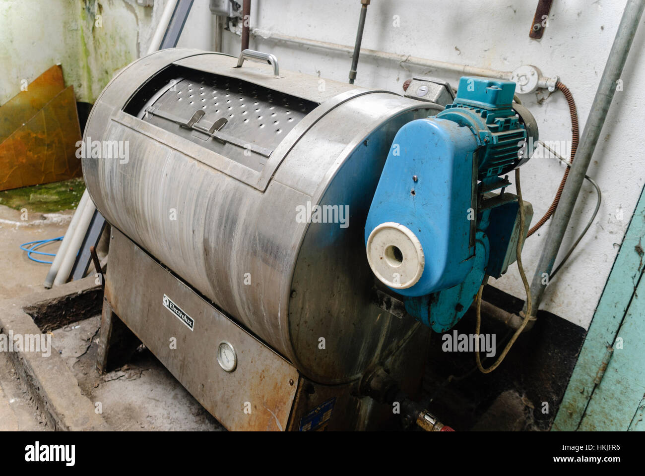 Industrial Electrolux washing machine in a textile mill Stock Photo - Alamy