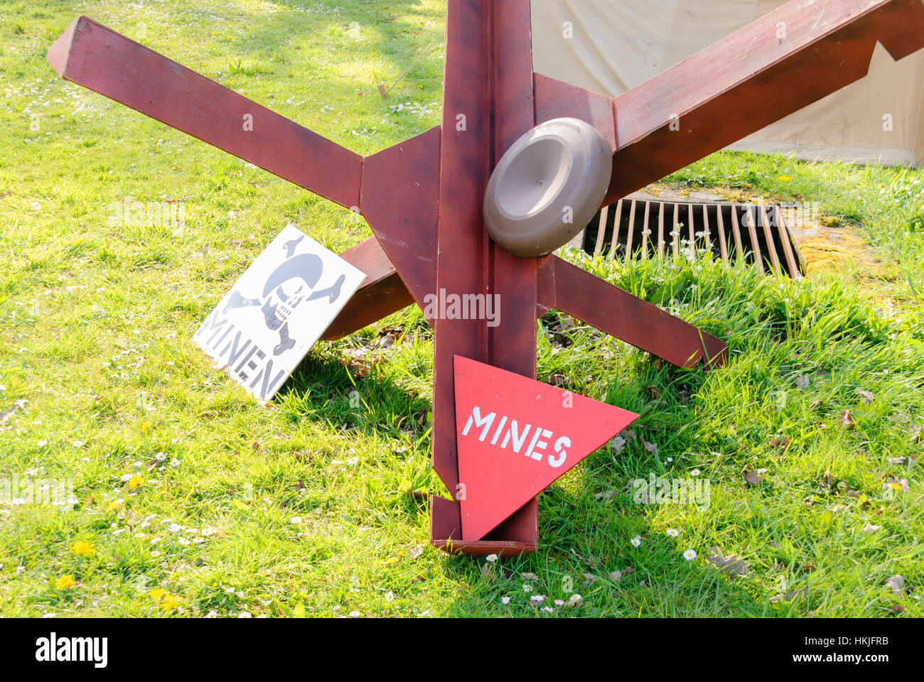 Czech Hedgehog, used as a tank defence by German Army, from WW2 Stock ...
