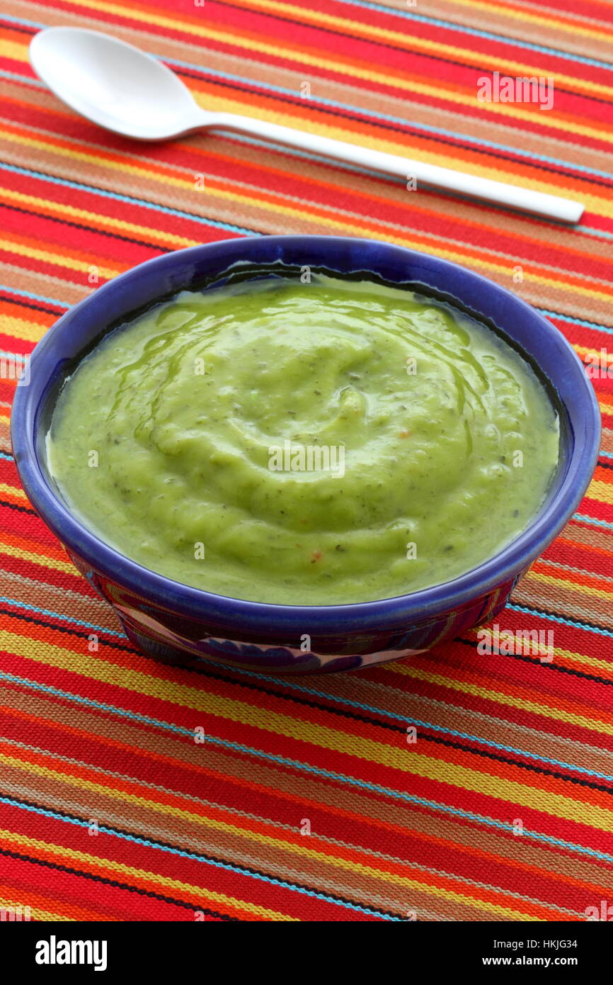 Mexican guacamole, prepared with fresh avocados, lemon juice, vinegar ...