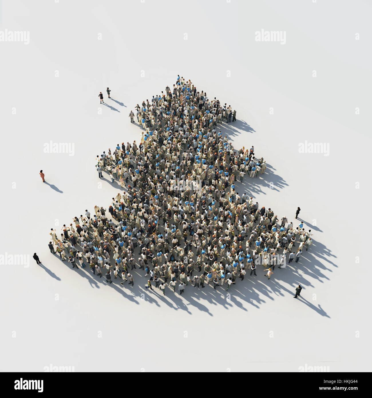 the crowd in a christmas tree shape Stock Photo - Alamy