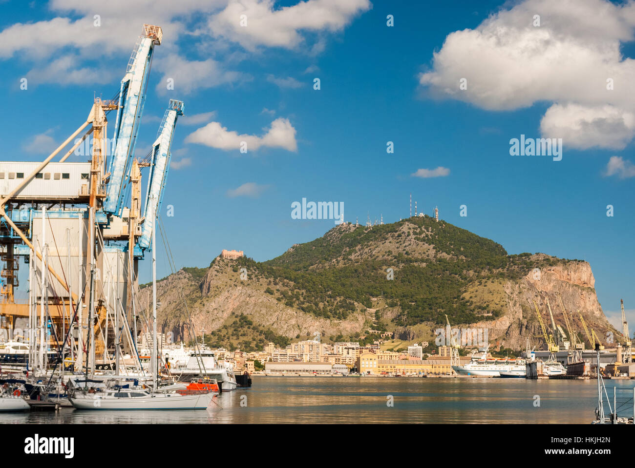 The harbor of Palermo with Monte Pellegrino in the background Stock ...