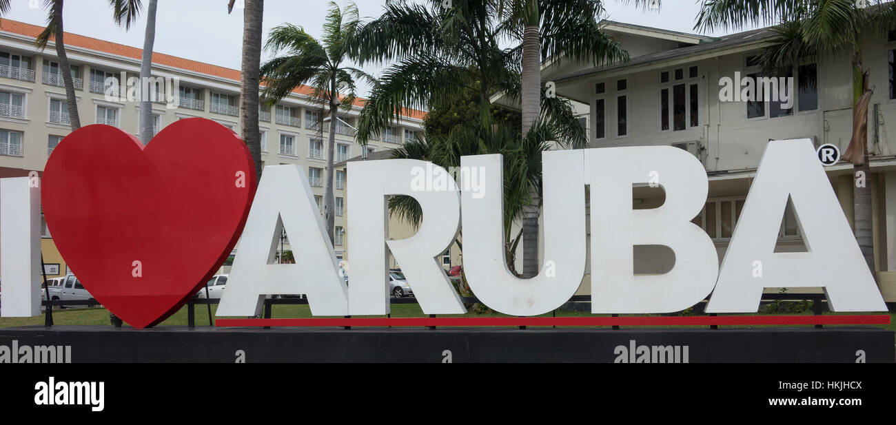 Aruba, Oranjestad, "I Love Aruba' sign Stock Photo - Alamy