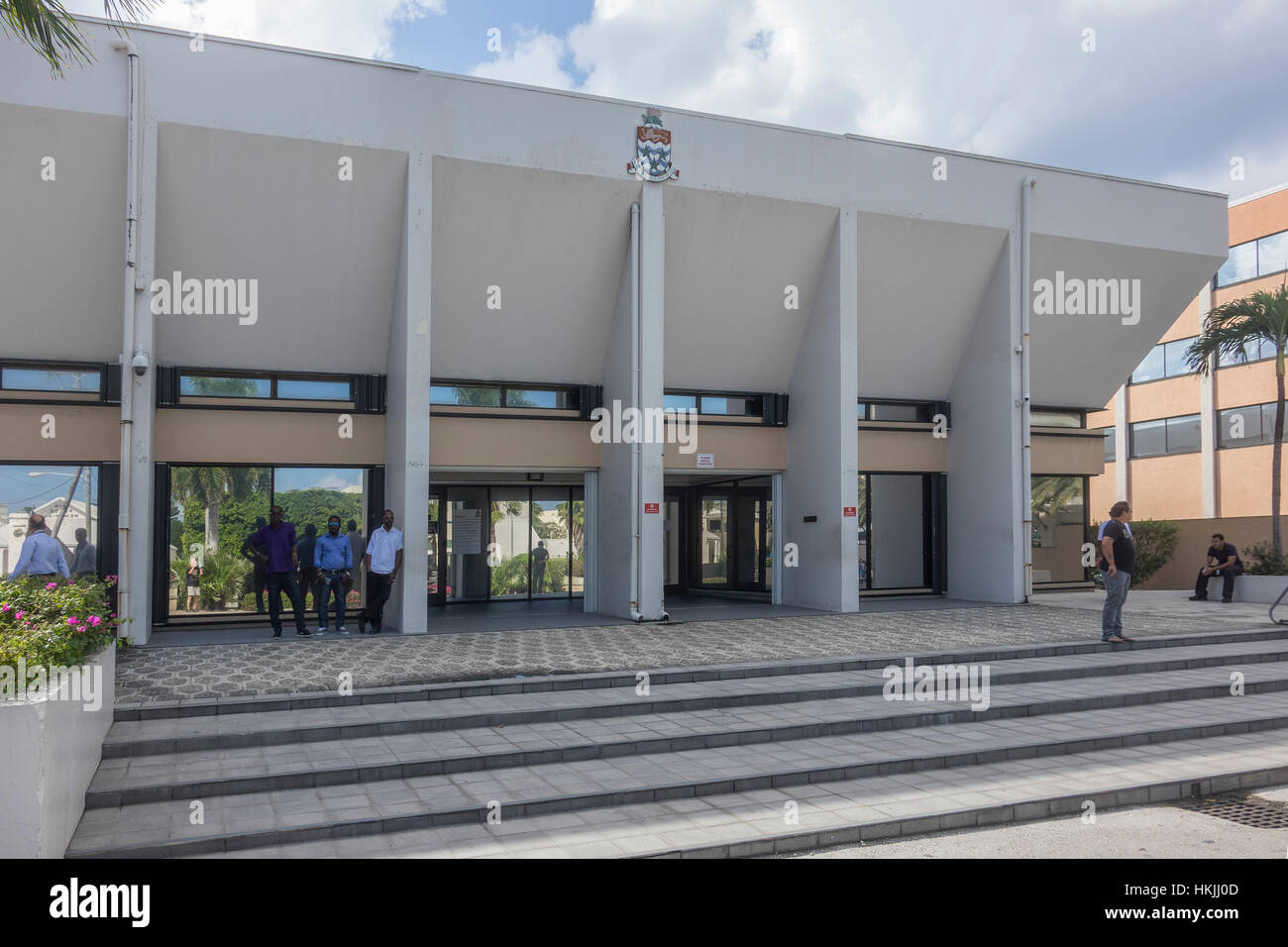 Cayman Islands, George town, Peace memorial & clocktower Stock Photo ...