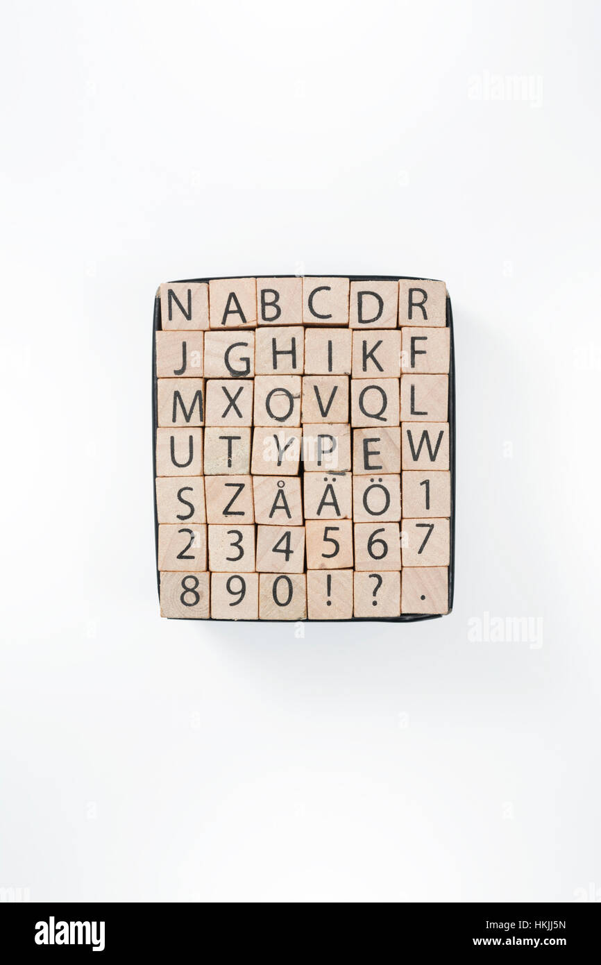 Alphabet Letters Wooden Type Blocks Photograph Isolated on White ...