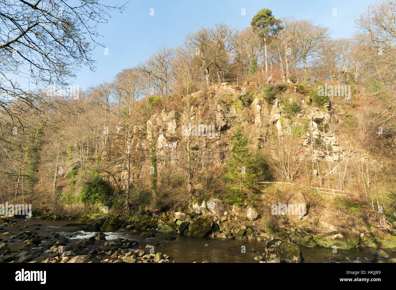 Raven Crag above the river Allen, Northumberland, England, UK Stock ...