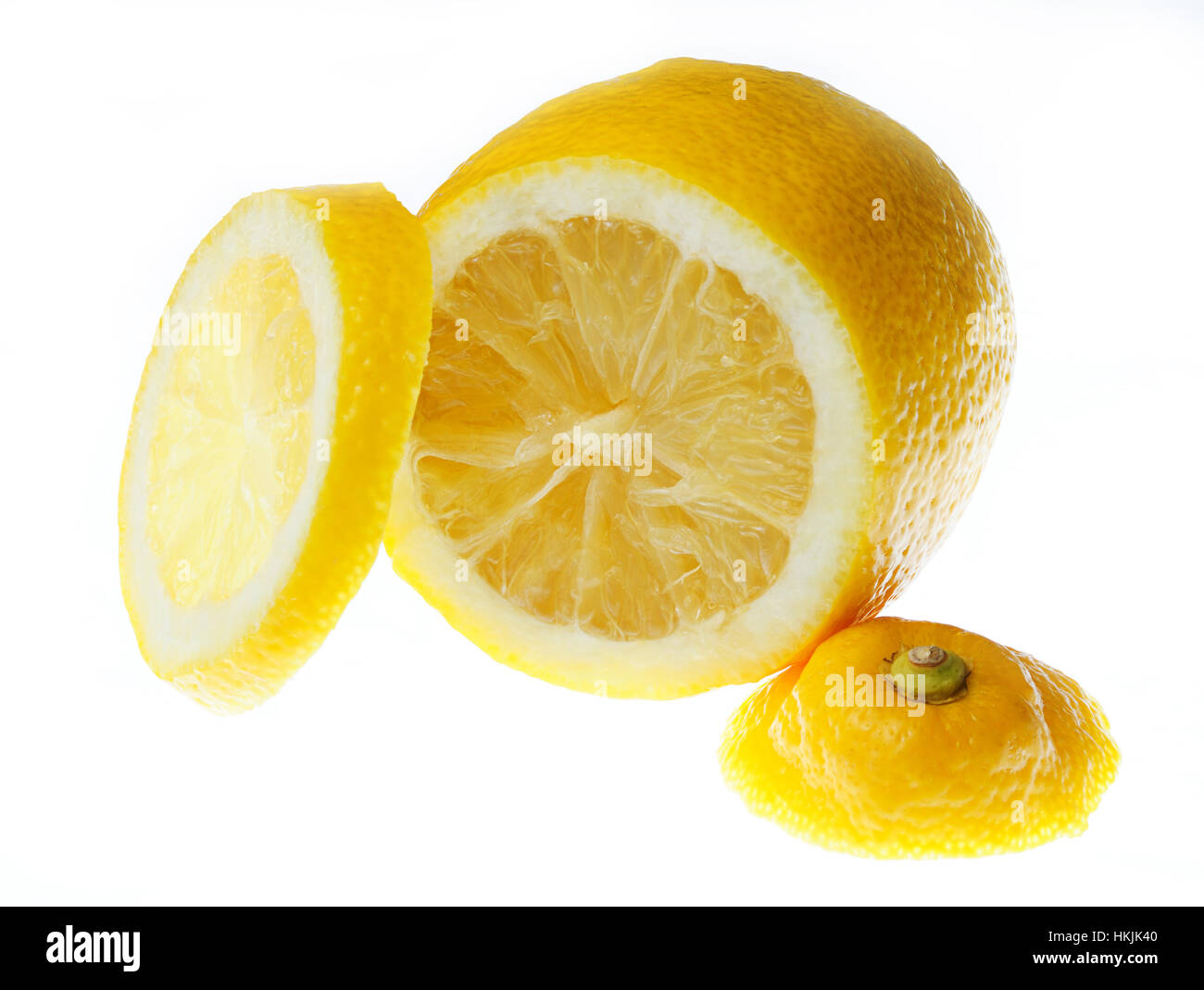 lemon round slices cut on white background Stock Photo - Alamy