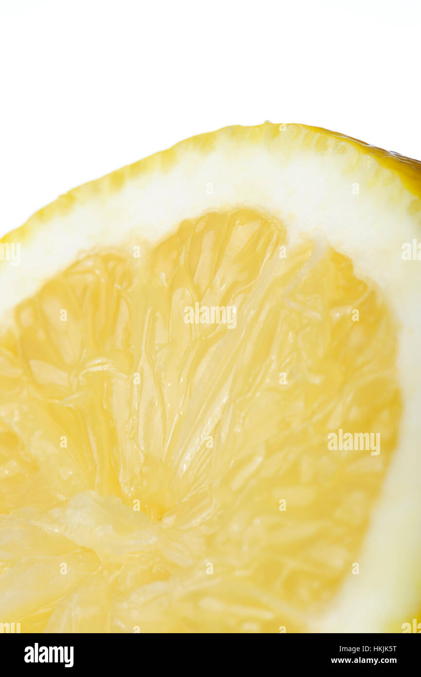 lemon slice skin macro close up on white background Stock Photo - Alamy