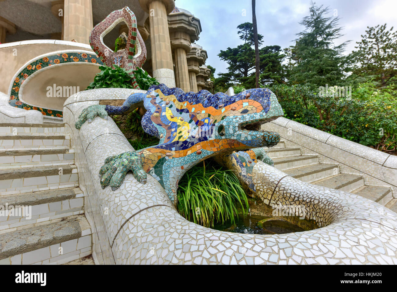 Lizard in Park Guell in Barcelona, Spain is a public park system ...