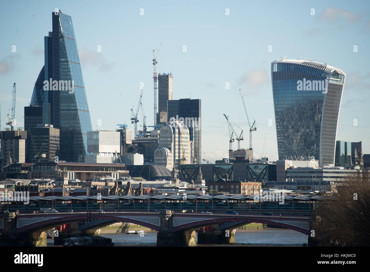 Buildings in the City of London as viewed from Waterloo Bridge on ...