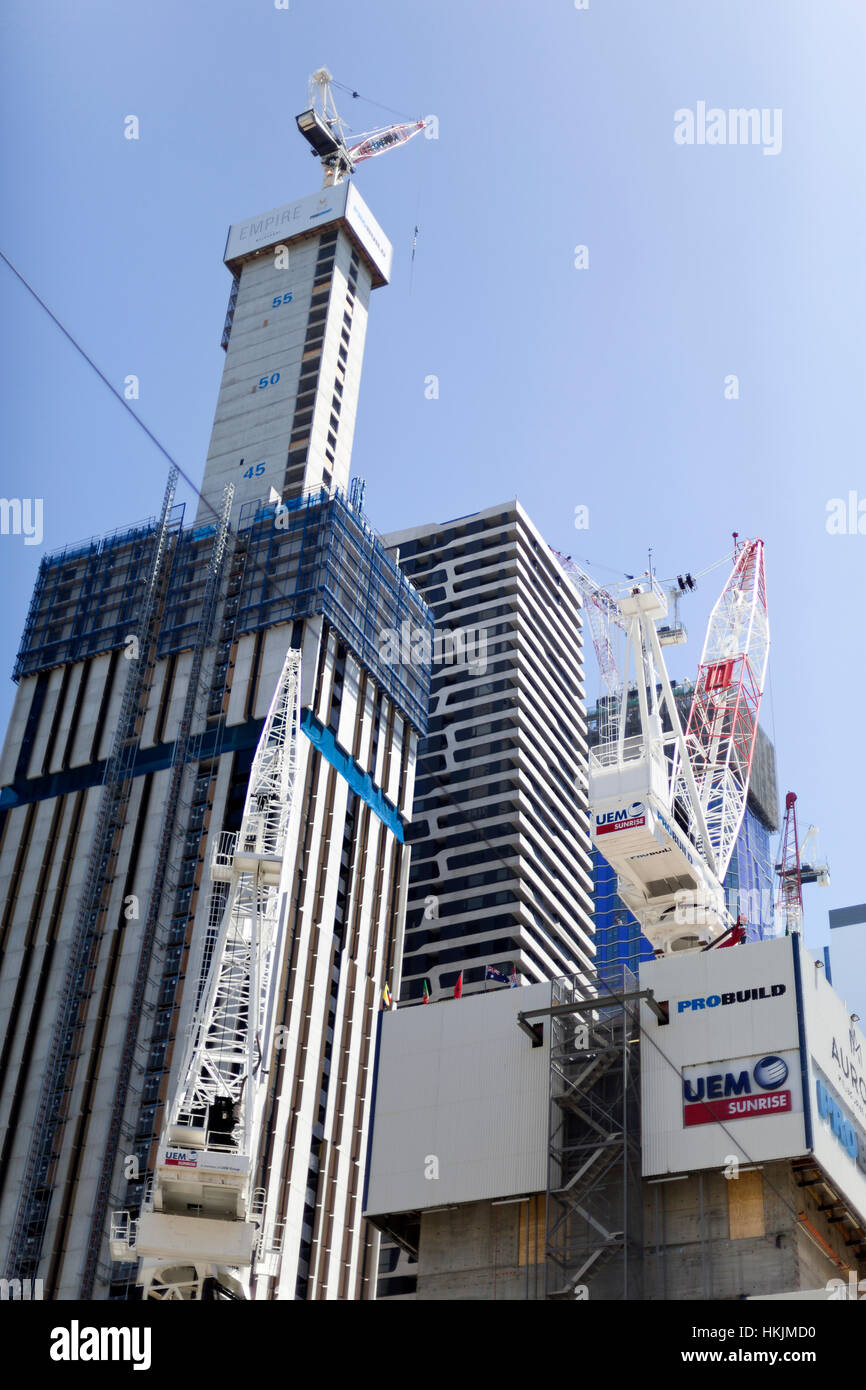 Residential towers under construction in a city urban environment ...