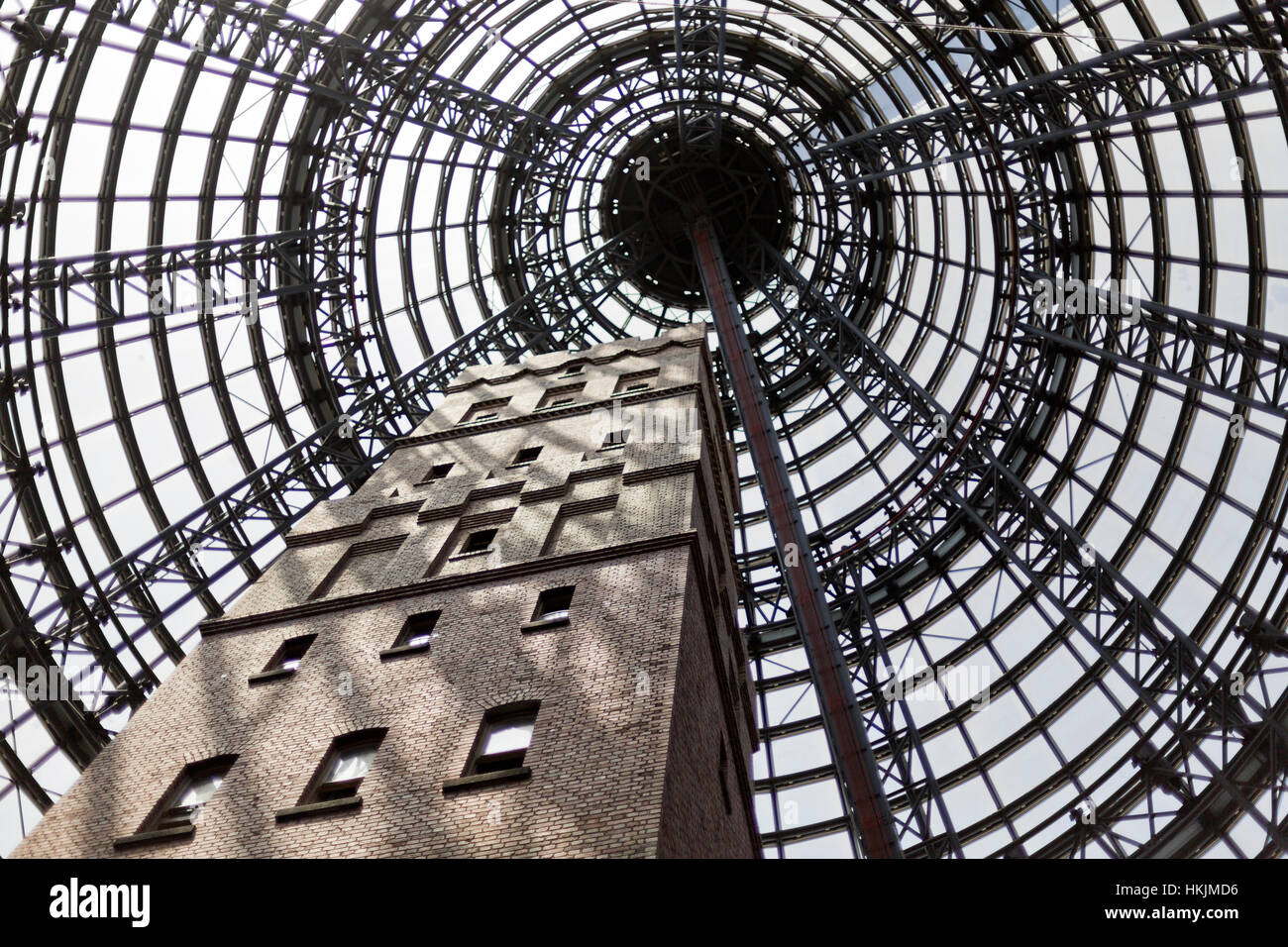 Contained underneath a massive glass cone sits the Coops Shot Tower ...