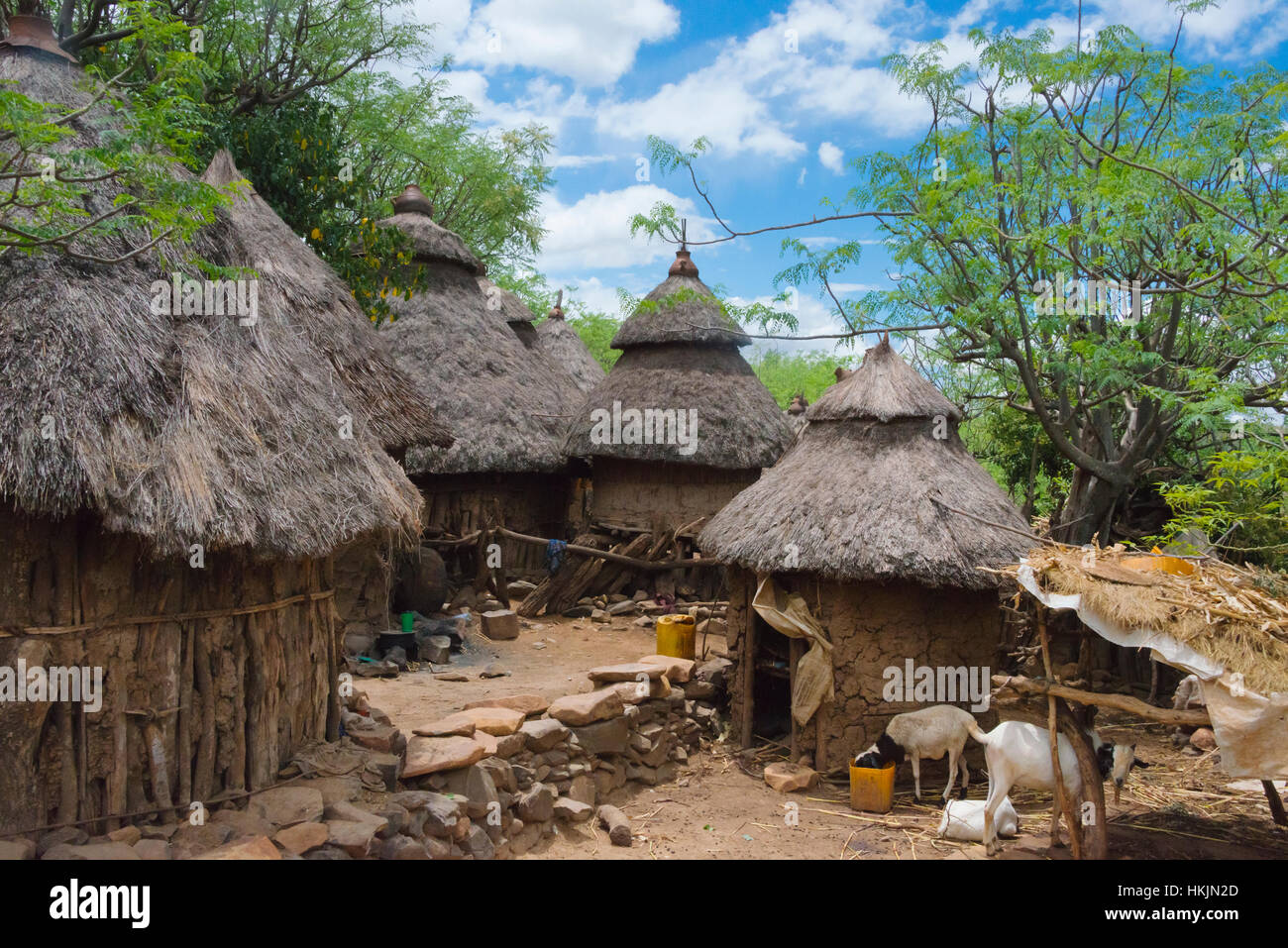 Konso Cultural Landscape (UNESCO World Heritage site), village houses ...