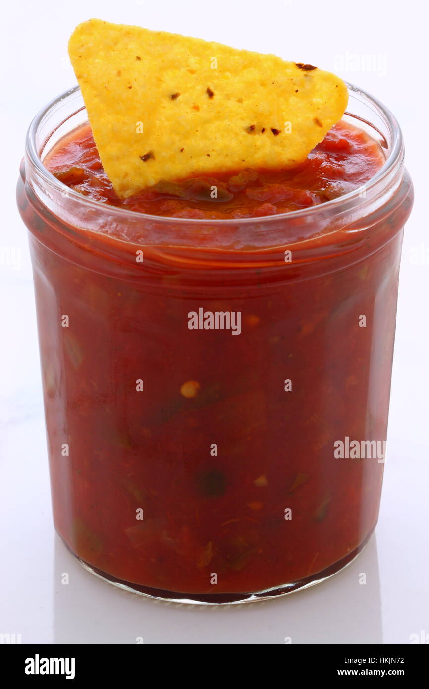Artisan mexican dip salsa on vintage carrara marble table, with a ...
