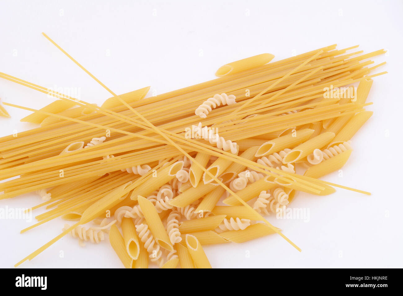 Various types of pasta. Food concept. Isolated white background Stock ...