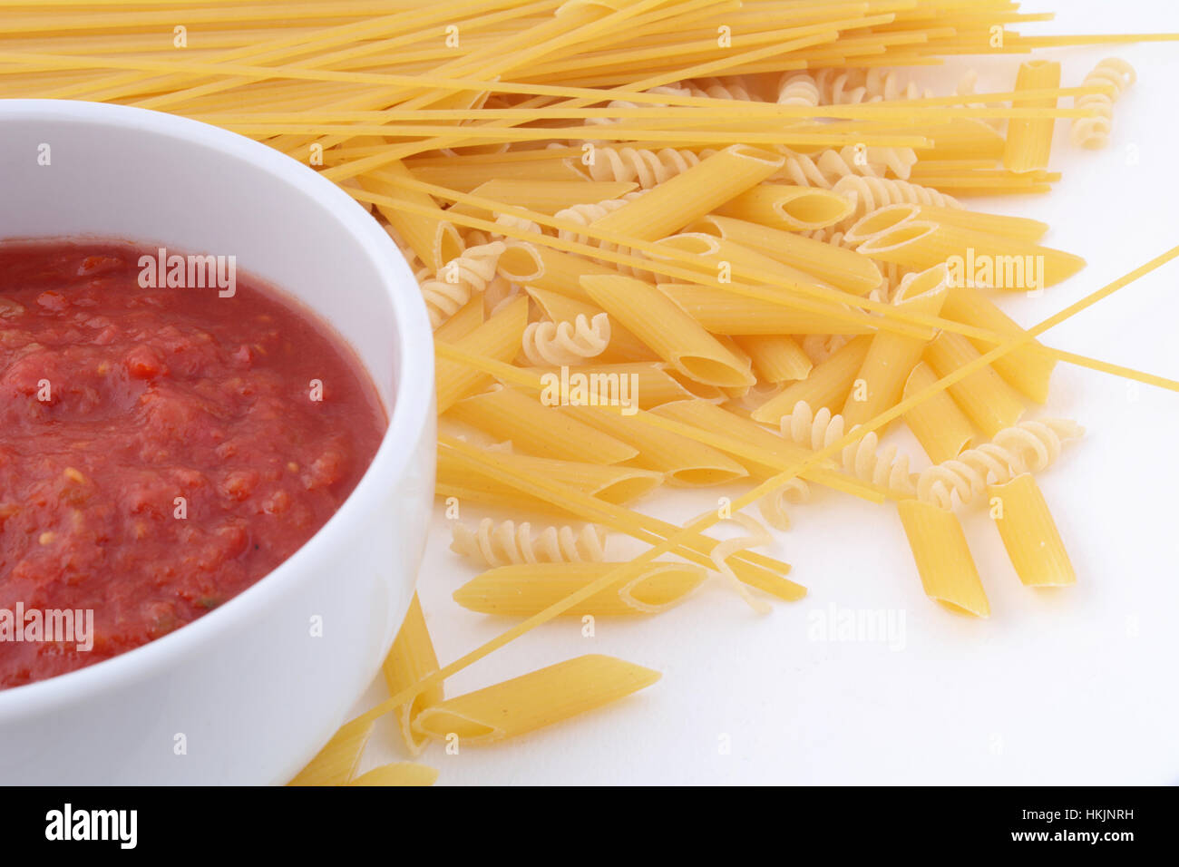 Various types of pasta. Food concept. Isolated white background Stock ...