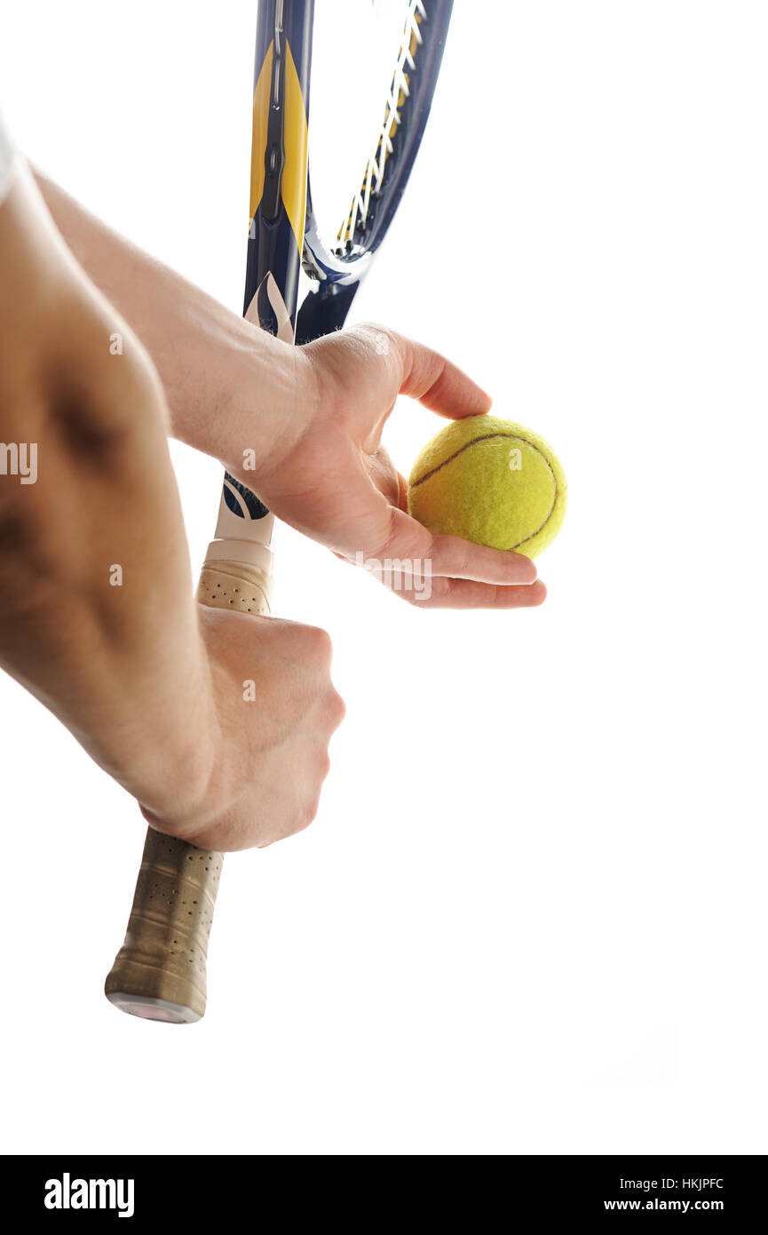 serve ball in tennis isolated on white background Stock Photo - Alamy