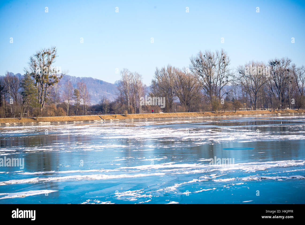 Ice floes float down the Inn river in Germany Stock Photo - Alamy