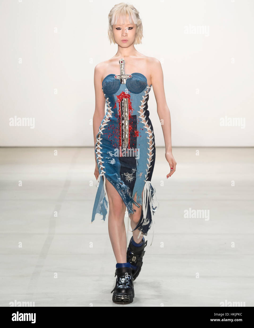NEW YORK, NY - SEPTEMBER 10, 2016: A model walks the runway at the ...