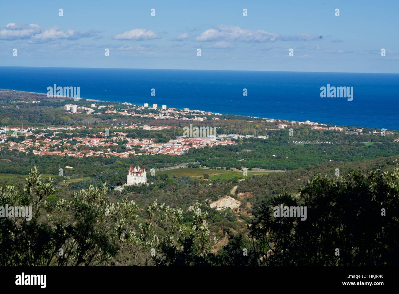 view of Argeles-sur-mer, town and castle Stock Photo - Alamy