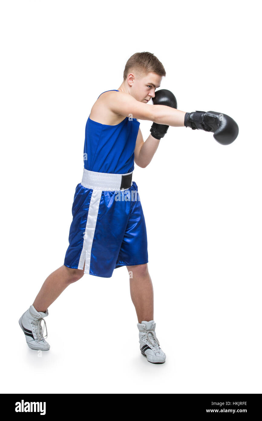Young boxer sportsman in blue sport suit Stock Photo - Alamy