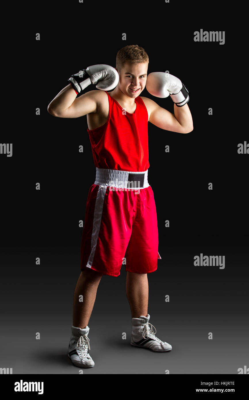 Young boxer sportsman in red sport suit Stock Photo - Alamy