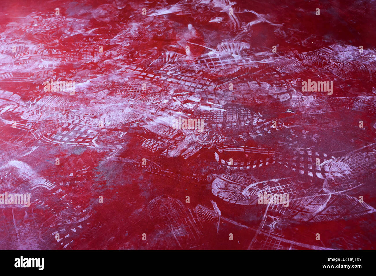 Many dusty footprints on the floor Stock Photo - Alamy