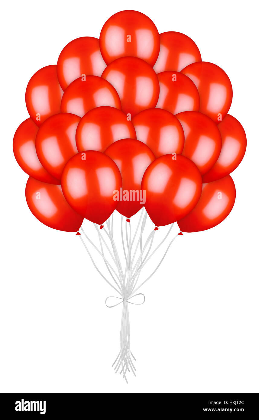big bunch of colorful red balloons isolated on white background Stock ...