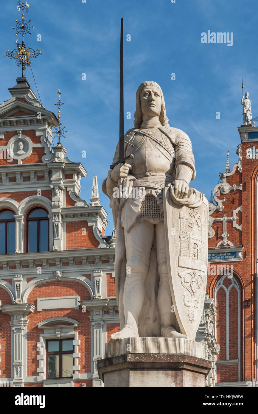 The Roland statue is located on the market square of Riga, Latvia ...