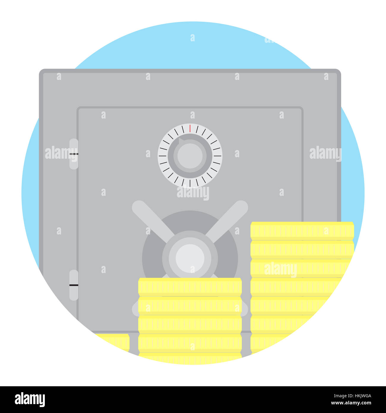 Safe money vector icon. Protection and insurance golden coin ...