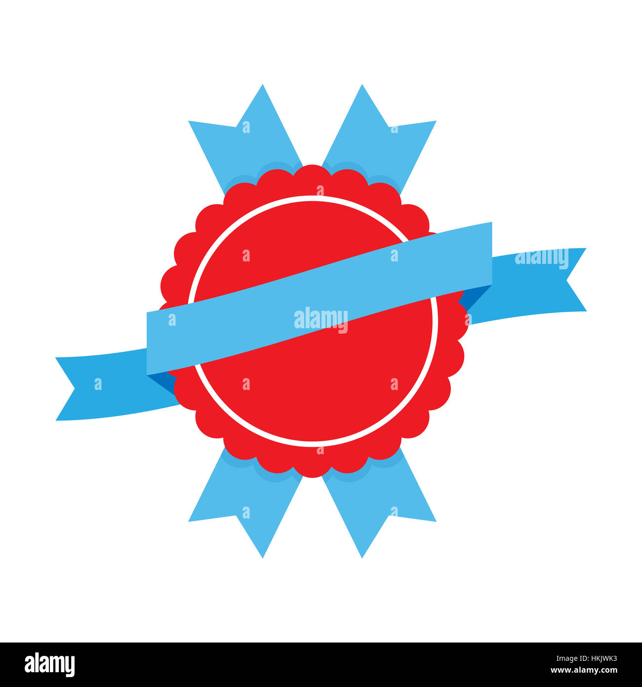 Red round badge sticker vector flat. Label badge with ribbon ...