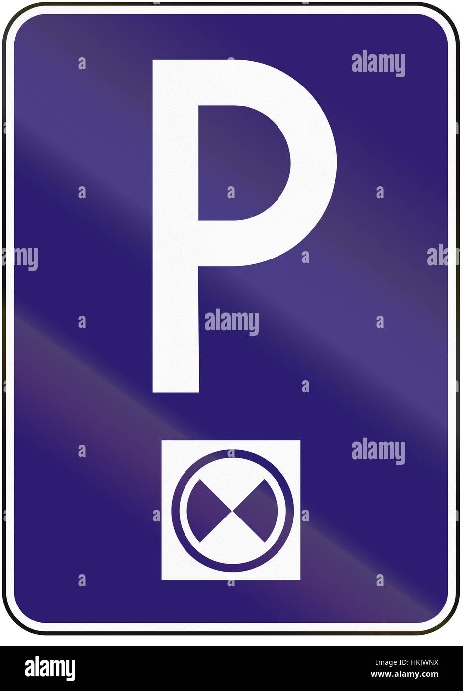 Road sign used in Slovakia - Parking with parking disc Stock Photo - Alamy