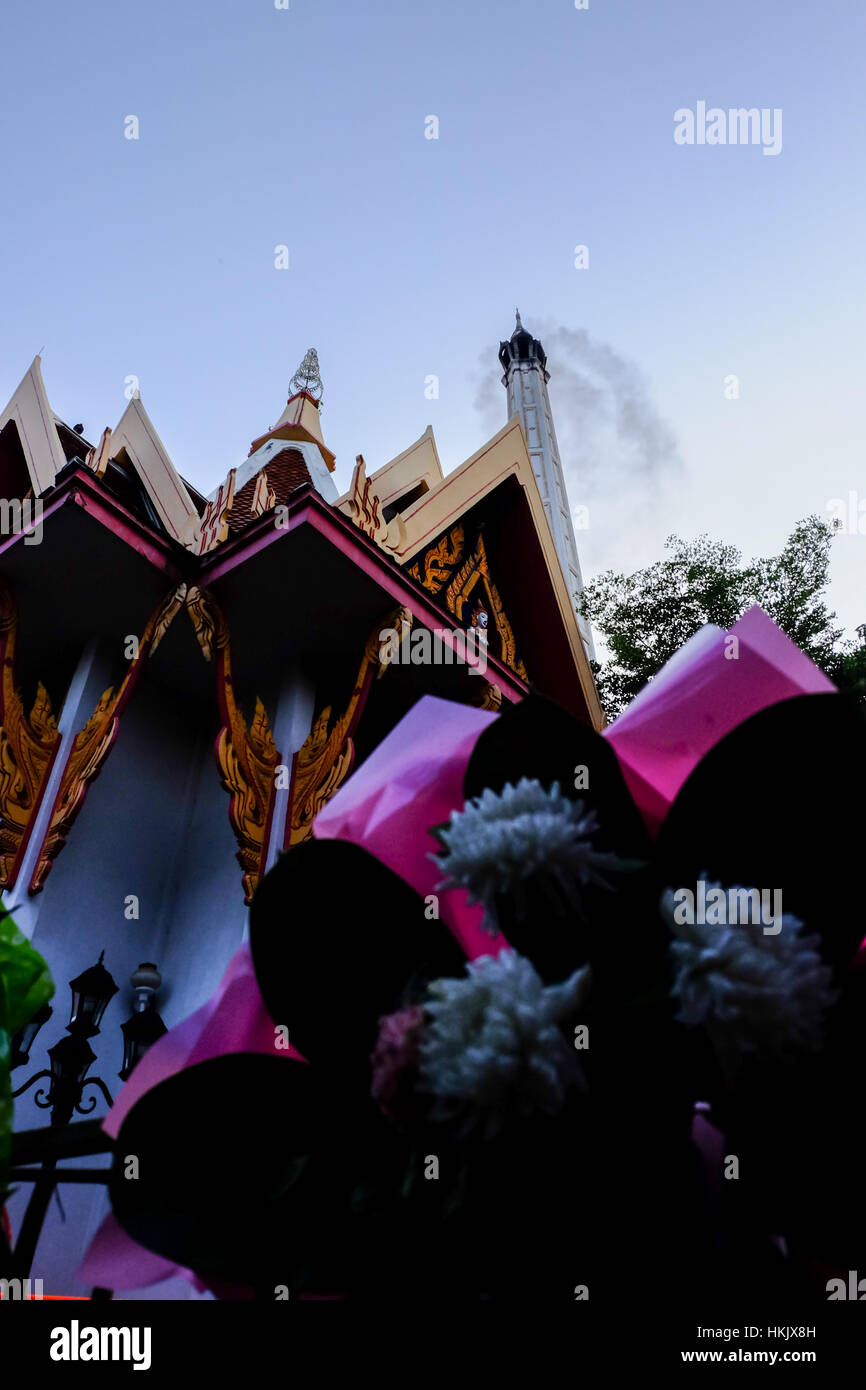 Crematory, crematorium site in the evening when cremating dead people ...