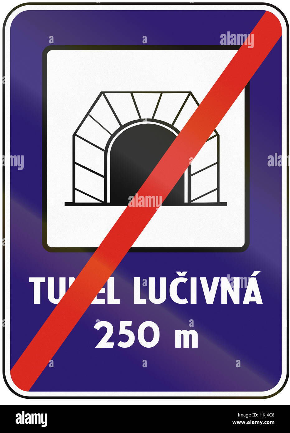 Road sign used in Slovakia - End Tunnel. Tunel means tunnel Stock Photo ...