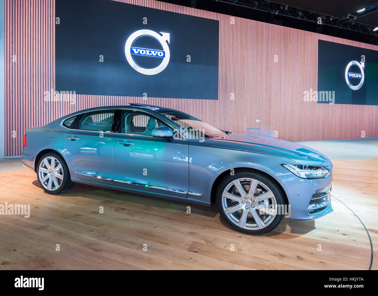 Detroit, MI, USA - January 14, 2016: Volvo S90 global debut car at the ...