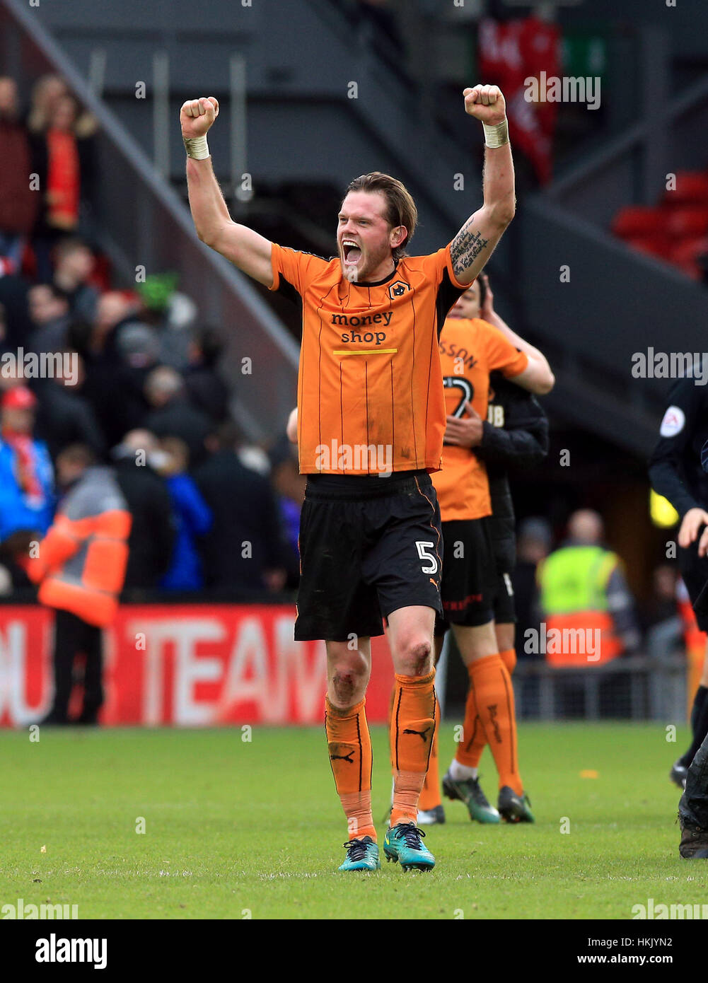Wolverhampton Wanderers' Richard Stearman celebrates after the Emirates ...