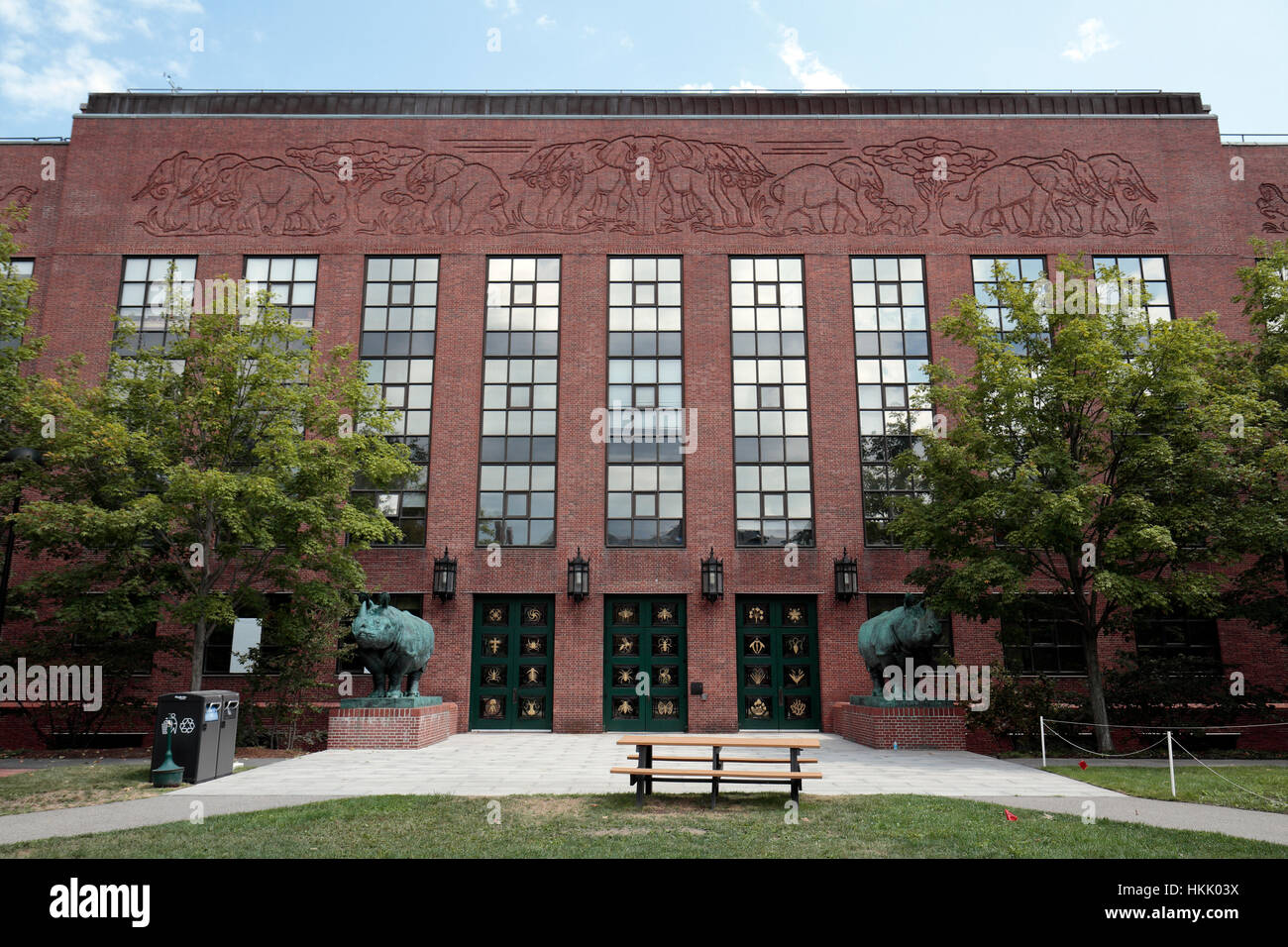 Rhinoceros sculptures outside the Bio Labs Building, Harvard Biology ...
