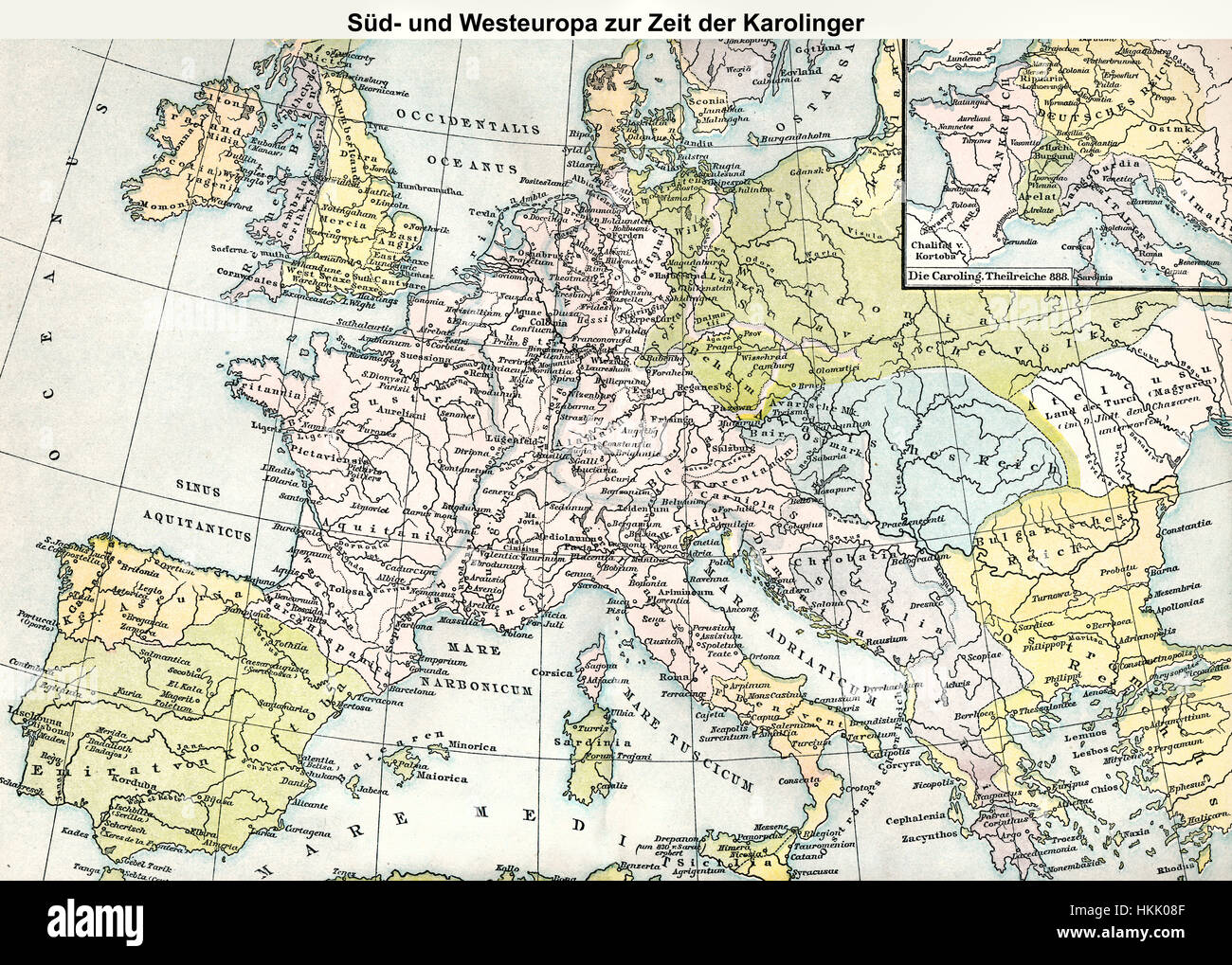 Historical map, the Carolingian Period in Europe Stock Photo - Alamy