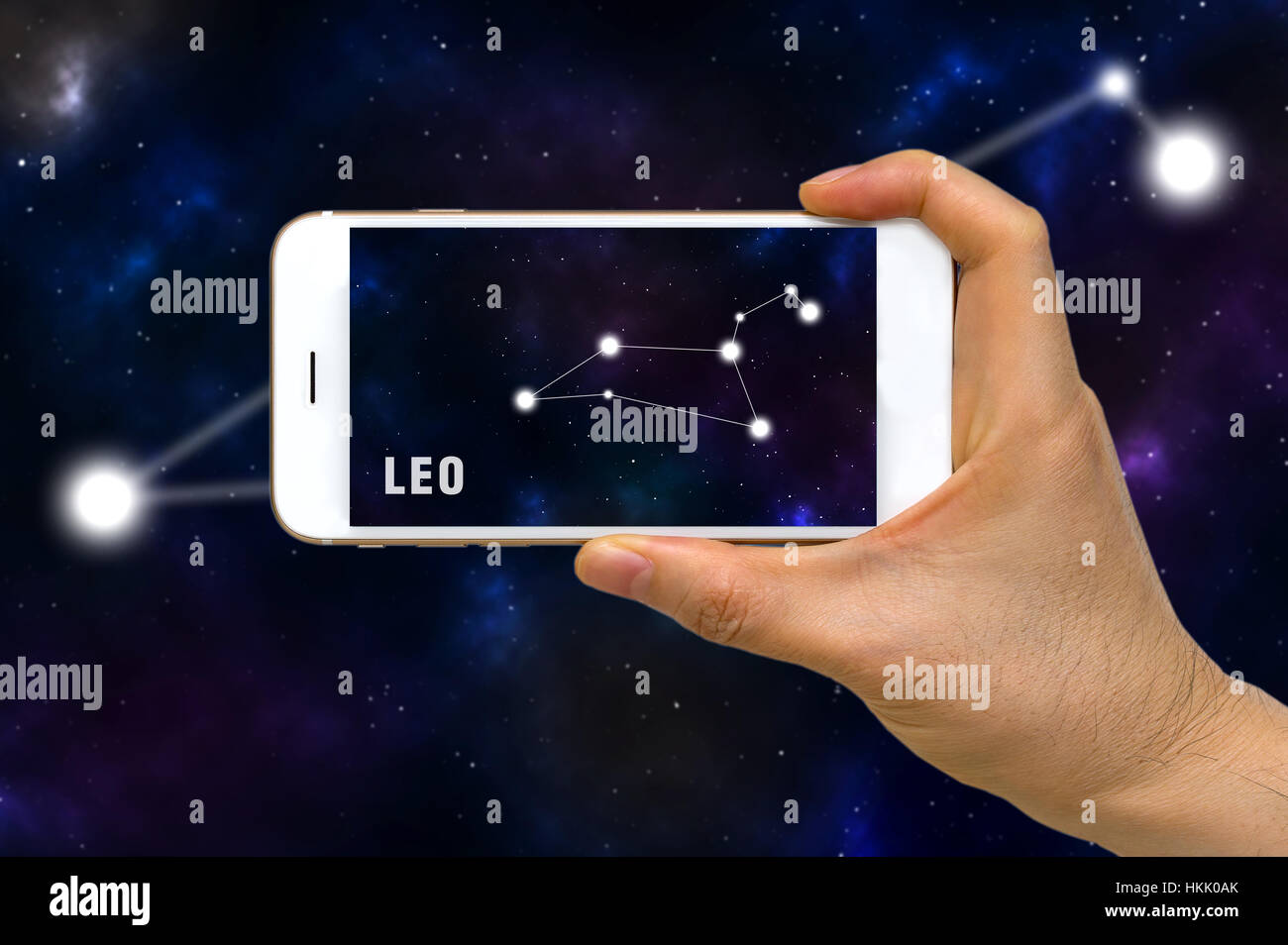 Concept of augmented reality, AR, of Leo zodiac constellation app on ... Concept of augmented reality, AR, of Leo zodiac constellation app on ...