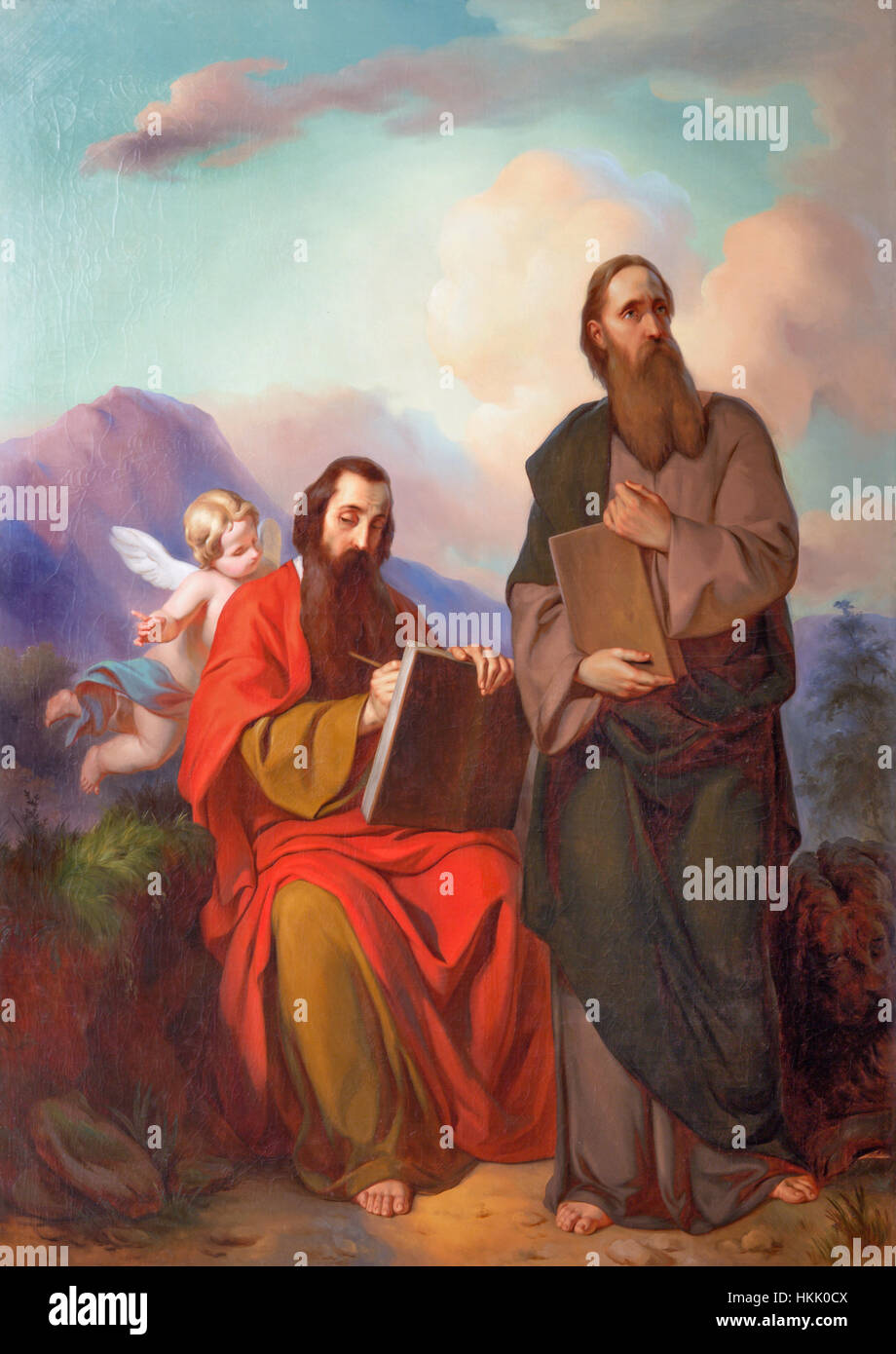 VIENNA, AUSTRIA - DECEMBER 19, 2016: The painting of Evangelist Matthew ...