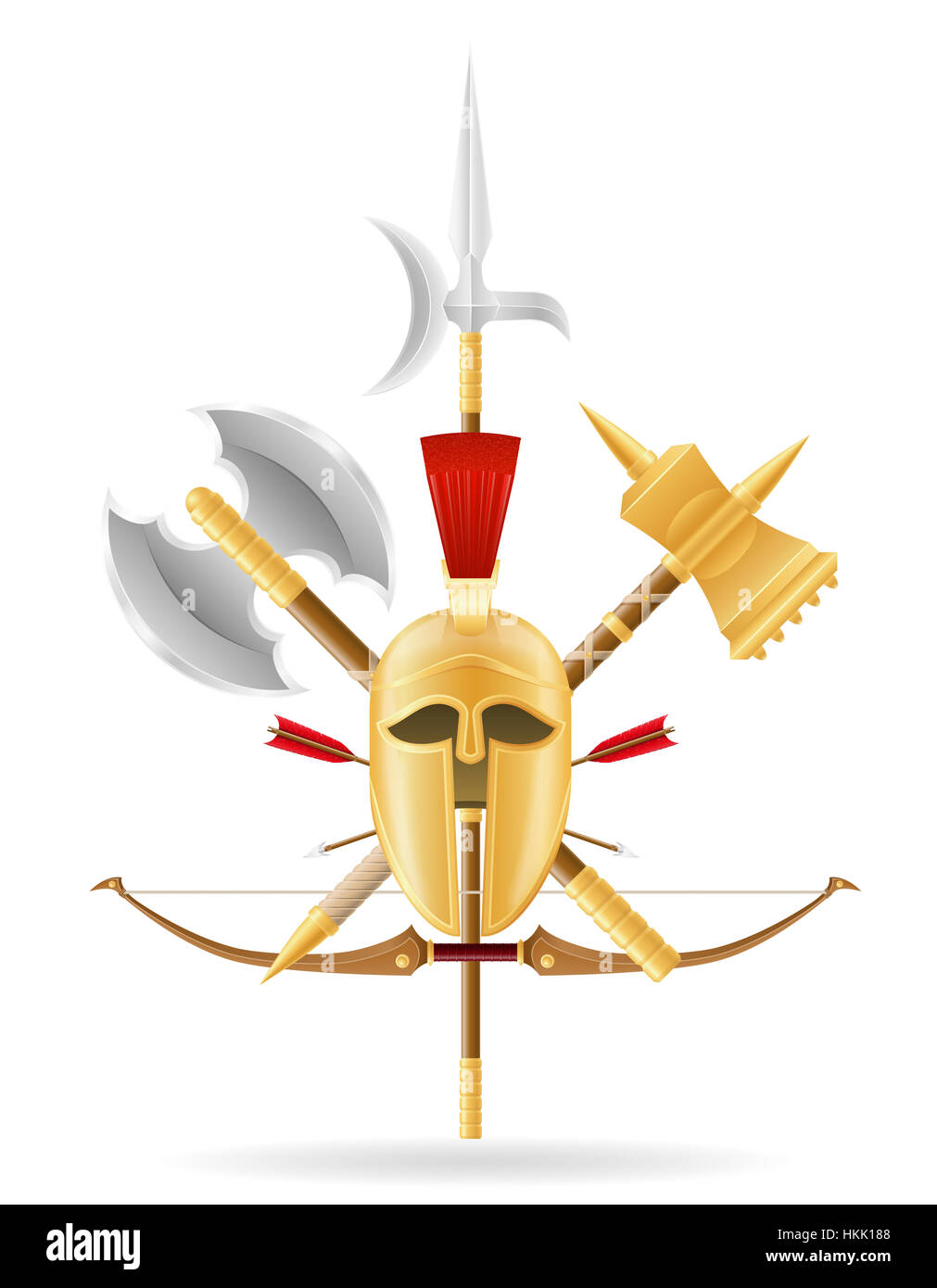 ancient battle weapons set icons stock illustration isolated on white ...