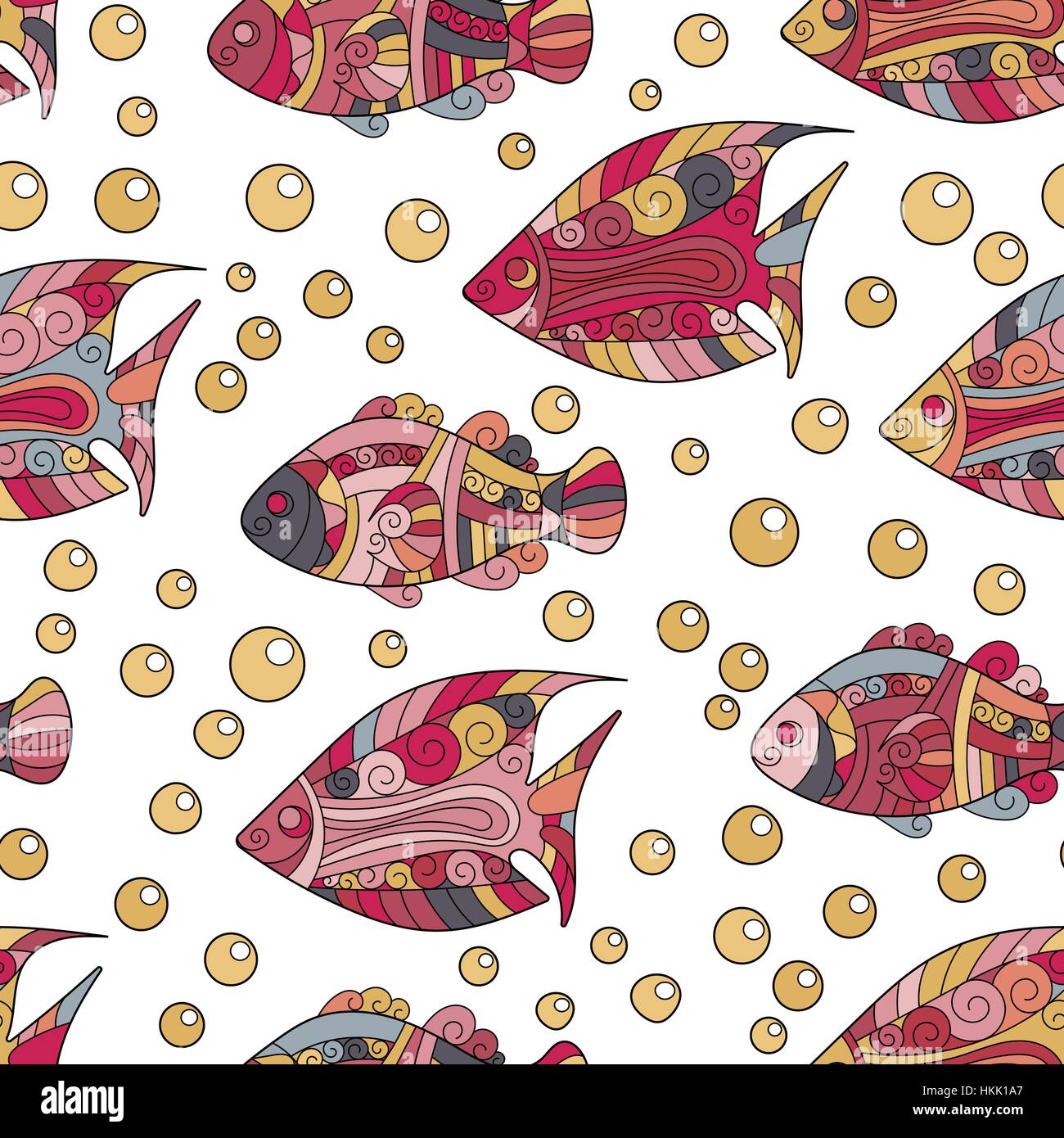 Zentangle stylized sea shell seamless pattern. Hand Drawn aquatic ...