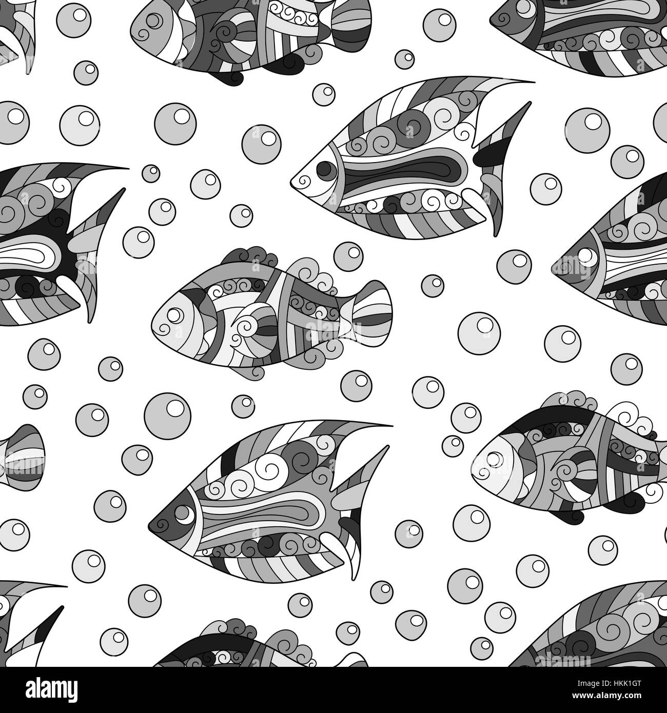 Zentangle stylized sea shell seamless pattern. Hand Drawn aquatic ...