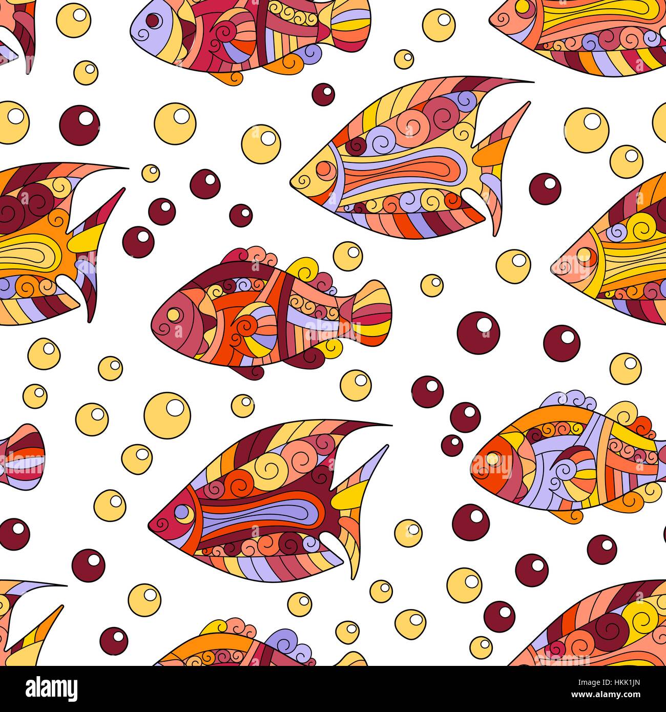 Zentangle stylized sea shell seamless pattern. Hand Drawn aquatic doodle vector illustration ...