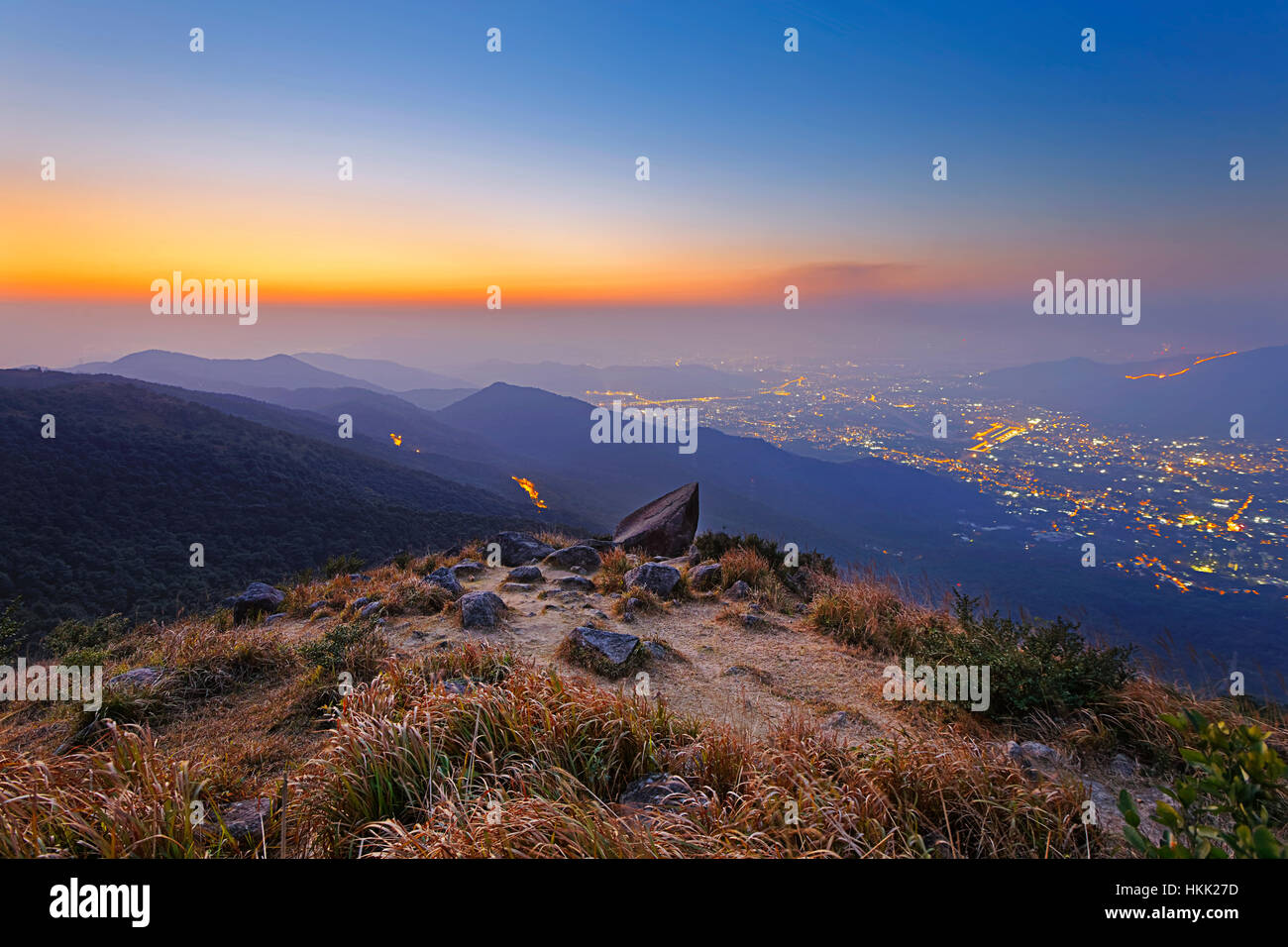 Tai Mo Shan sunset, hong kong famous mountain Stock Photo - Alamy
