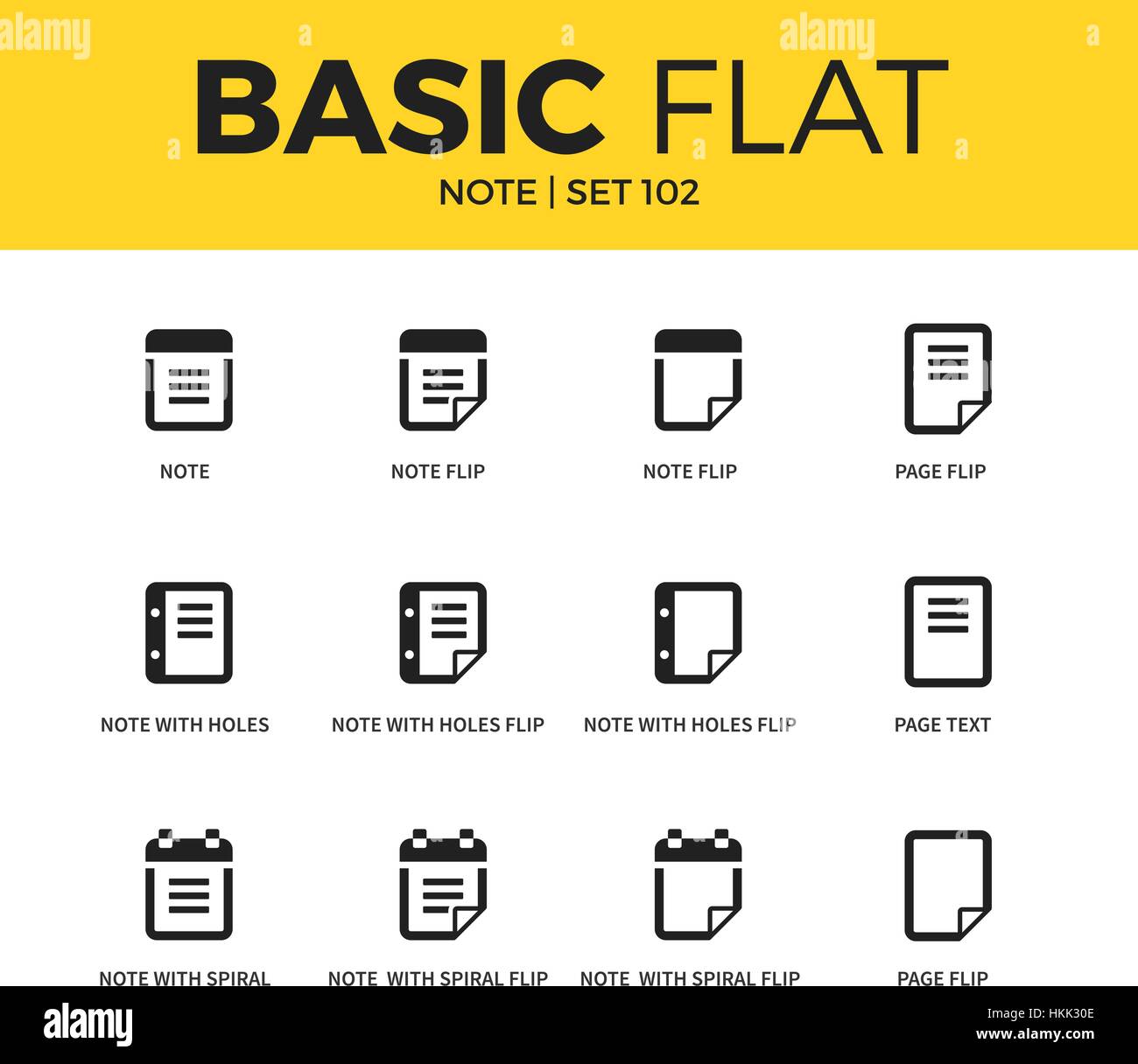 Basic set of Note icons Stock Vector Image & Art - Alamy