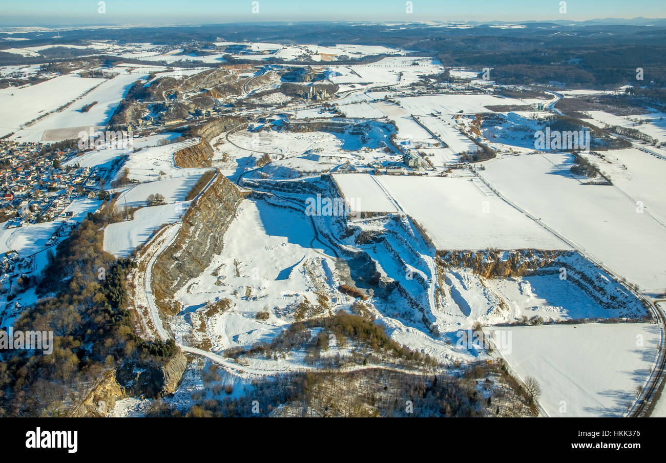 Quarries Calcis Warstein, with snow in winter, Warstein, Sauerland ...