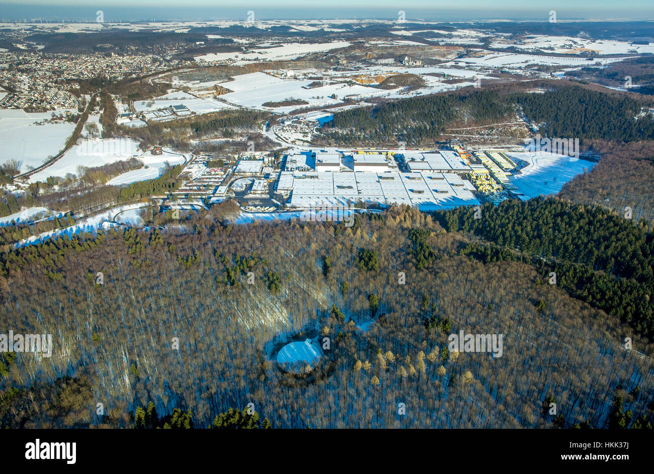Warsteiner brewery with fountain, Warstein, Sauerland, North Rhine ...