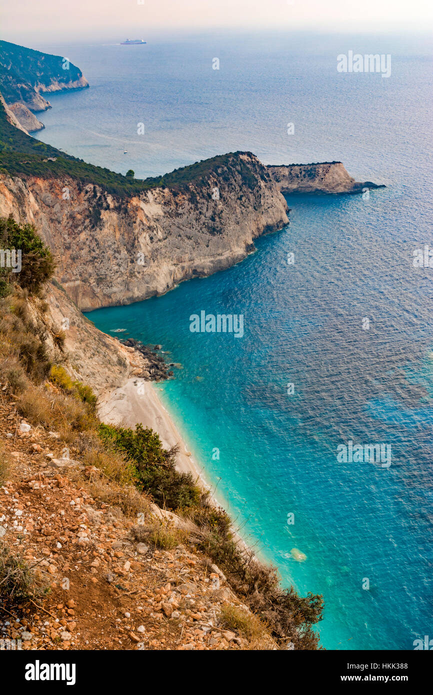 Beautiful top view coastline at Lefkada island in Greece Stock Photo ...