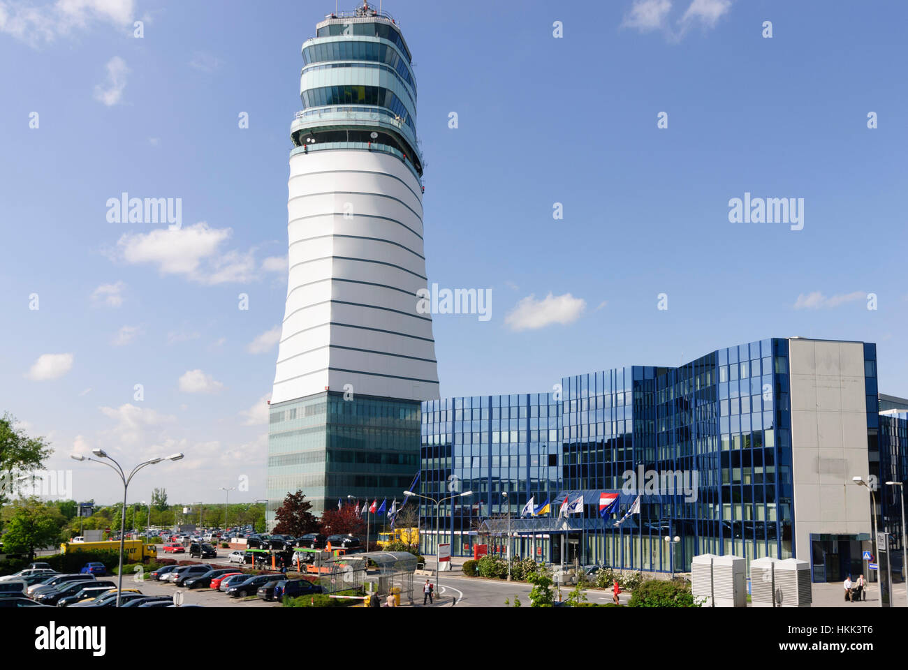 Schwechat: Airport of Wien-Schwechat; Tower and company headquarters of ...